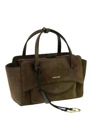 HIDESINS Small Flap Logo-stamp Suede Tote Bag Brown