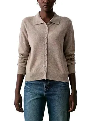 VICOLO Button-up Collared Cardigan - Neutrals