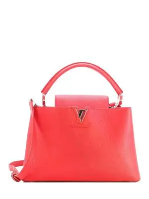 LOUIS VUITTON Capucines Bag Leather Pm Satchel - Red
