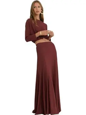 REISS Margo Jersey Maxi Skirt - Rust Orange