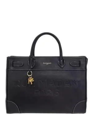 RUE MADAM PARIS Maison Logo-embossed Contrast-stitched Tote Bag - Black