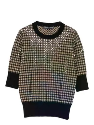 Ermanno Scervino Check-pattern Sequin-embellished Sweater Black