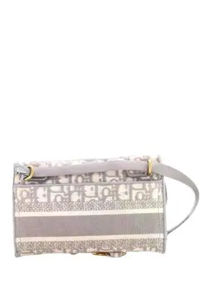 Dior Saddle Slim Pouch Logo Embroidered Oblique Canvas Belt Bag Grey