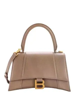 Balenciaga Hourglass Top Handle Bag Leather Small Satchel Brown