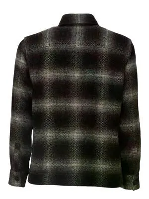 XACUS Moon Check-pattern Wool Shirt - Black