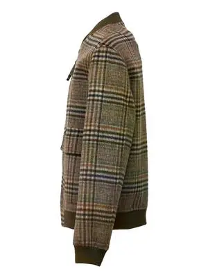 AMARANTO Prince Of Wales Check Bomber Jacket - Brown
