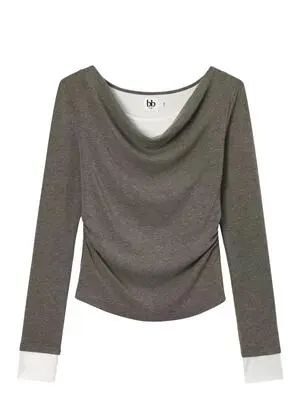 B+AB Cowl-neck Layered T-shirt - Grey