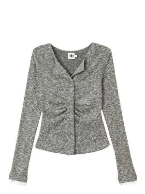 B+AB Ruched Marl-knit Cardigan - Grey