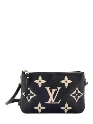 LOUIS VUITTON Double Zip Pochette Bicolor Monogram Empreinte Giant Crossbody Bag - Black