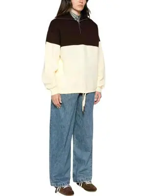 Loewe Anagram-embroidered Colour-block Sweater Neutrals