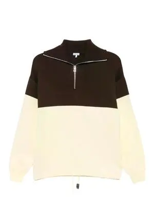 Loewe Anagram-embroidered Colour-block Sweater Neutrals