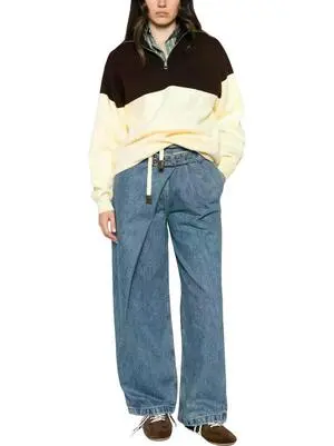 Loewe Anagram-embroidered Colour-block Sweater - Neutrals