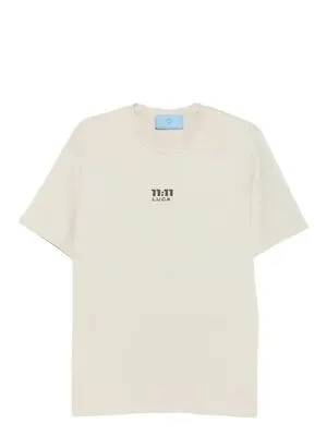 11 11 L.U.C.K. Logo-print T-shirt - Neutrals