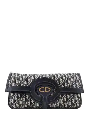 Dior Fold Over Oblique Canvas Clutch Bag - Blue