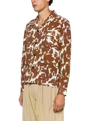 BODE Cow-print Flannel Shirt - Brown