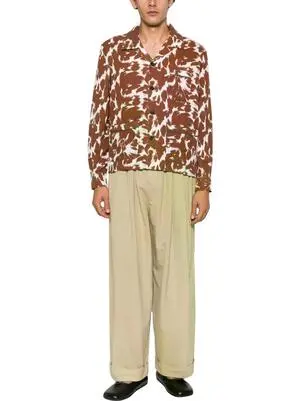 BODE Cow-print Flannel Shirt - Brown