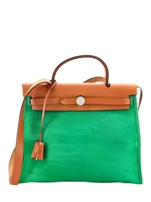 Hermès Herbag Zip Leather And Toile 31 Shoulder Bag Brown