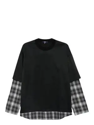 Comme Des Garçons Double-layer Check-print T-shirt - Black