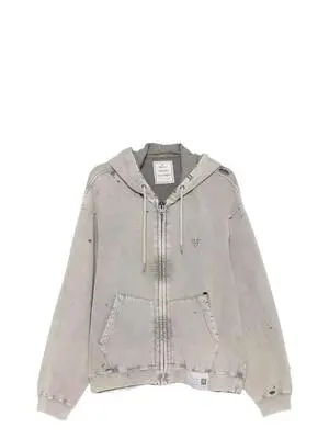 Mihara Yasuhiro Distressed-effect Zip-up Hoodie - Grey