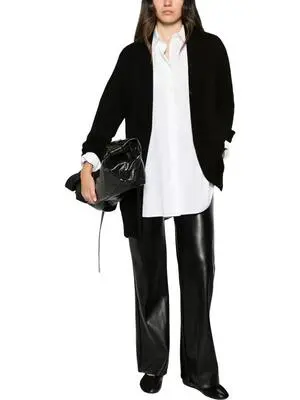 VELA SHOP Open-front Patch-pocket Cardigan - Black