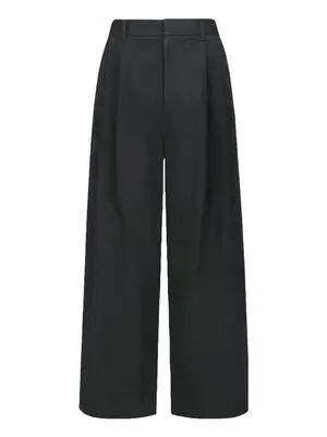 AMOMENTO Two-tuck Wide-leg Trousers - Black
