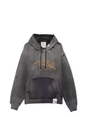 Mihara Yasuhiro Distressed-effect Logo-print Hoodie - Grey