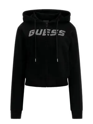 Guess Rhinestone-embellished Zip-up Hoodie - Black