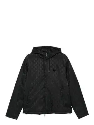 Emporio Armani Logo-monogram Hooded Jacket - Black