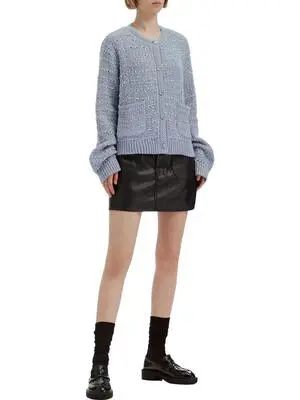 B+AB Tweed-effect Button-up Cardigan - Blue