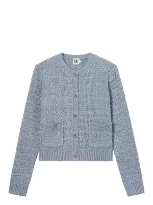 B+AB Tweed-effect Button-up Cardigan - Blue