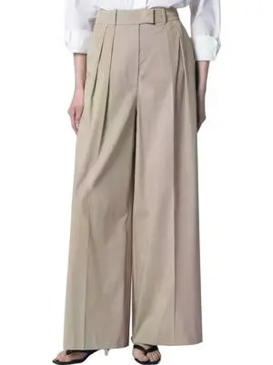 ANINE BING Lou Pleated Trousers - Neutrals
