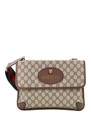 Gucci Neo Vintage Flap Messenger Gg Coated Canvas Medium Crossbody Bag - Brown