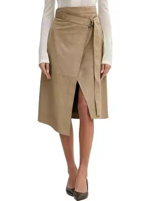 Sisley Belted Asymmetric Midi Skirt - Neutrals