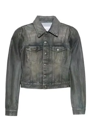 7 For All Mankind Puff-sleeve Denim Jacket Grey