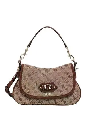 Guess Samantha Monogram-print Shoulder Bag - Neutrals