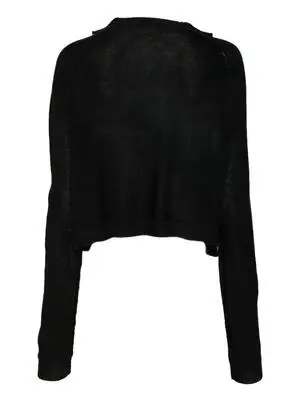 Y’s Collared Contrast Detail Cardigan - Black