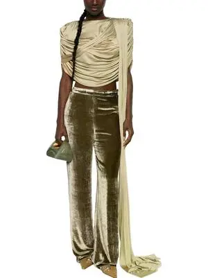 Etro Velvet-effect Trousers - Green