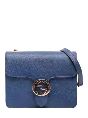 Gucci 2016-2026 Small Dollar Calfskin Interlocking G Crossbody Bag - Blue