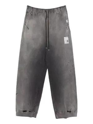 Mihara Yasuhiro Distressed Logo-print Track Pants - Grey