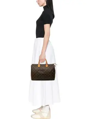 LOUIS VUITTON 1992 Monogram Speedy 35 Boston Bag - Brown