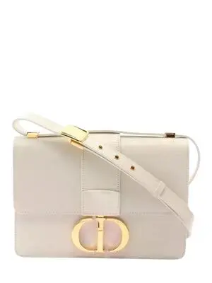 Dior 2000-2026 Leather 30 Montaigne Flap Crossbody Bag - White