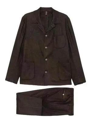 SANTANIELLO Button-up Patch-pocket Suit - Brown