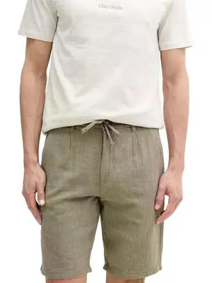 LINDBERGH Herringbone-weave Drawstring Shorts - Green