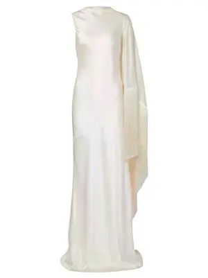 SELF-PORTRAIT Fringed Satin Maxi Dress
