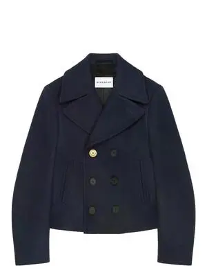 Givenchy Cropped Pea Coat In Wool - Blue