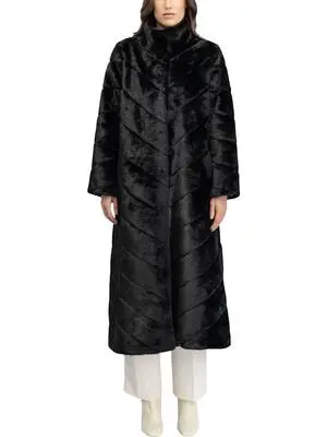 LYLA GRANT Faux Fur Mink Coat - Black