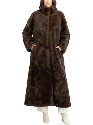 LYLA GRANT Faux Fur Mink Coat - Brown