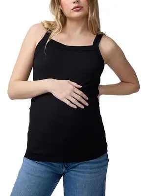 INGRID & ISABEL Seamless Ribbed Maternity Tank Top - Black
