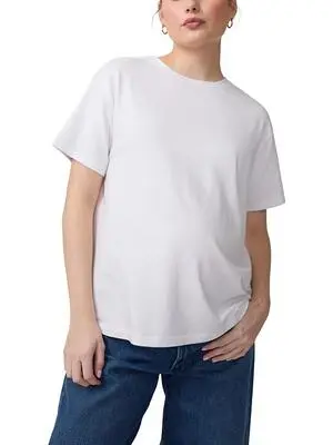 INGRID & ISABEL Short Sleeve Relaxed Jersey Maternity Tee White