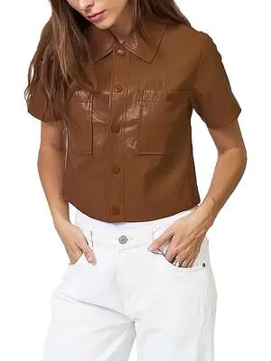 Central Park West Quinn Cropped X Sweater Jacket - Saddle Brown